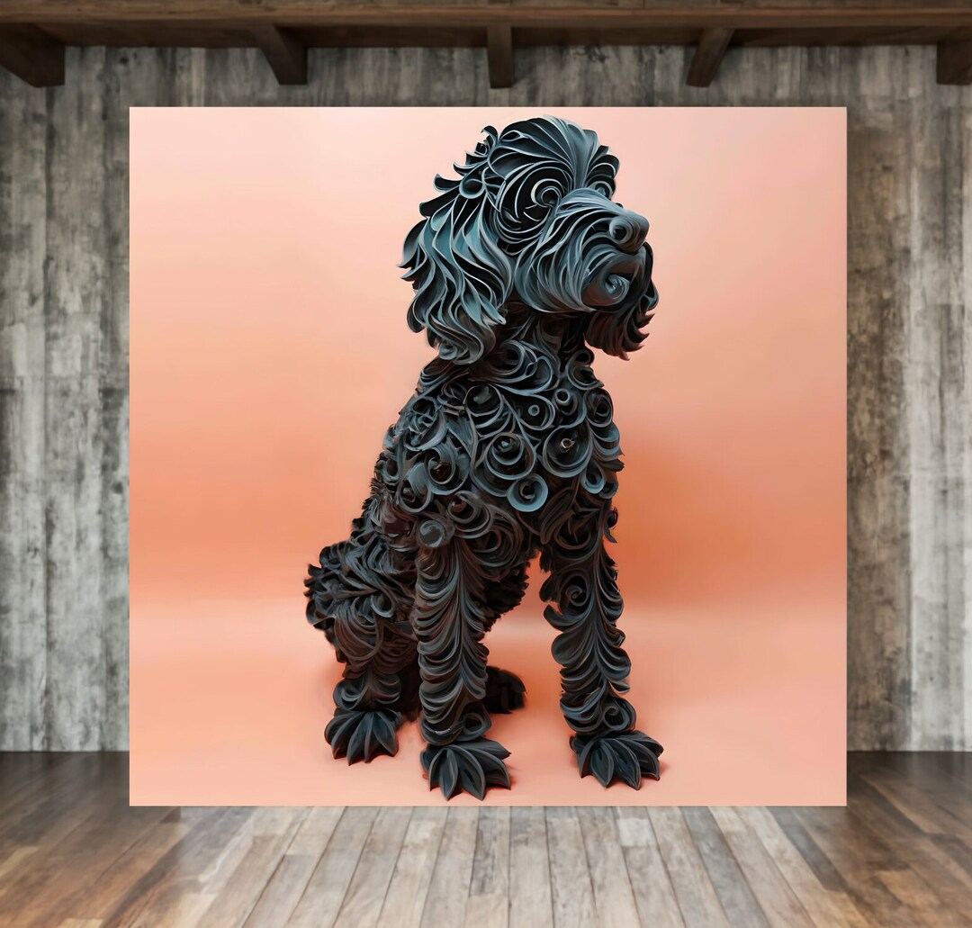Goldendoodle Wall Art Black Doodle Abstract Paper Quilled Art Effect ...