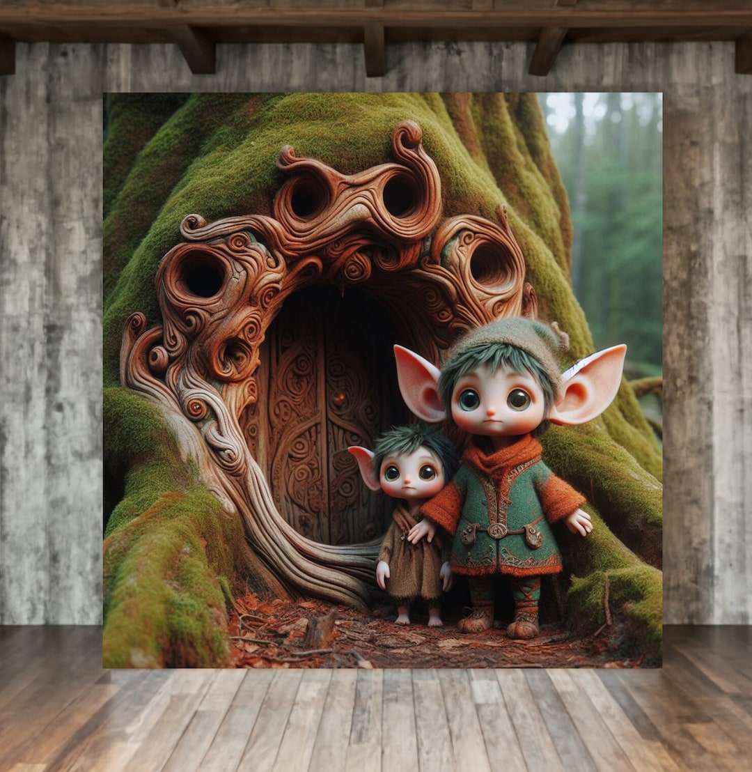 Elf Wall Art Cute Cottagecore Muted Colors Canvas Wall Art Print ...