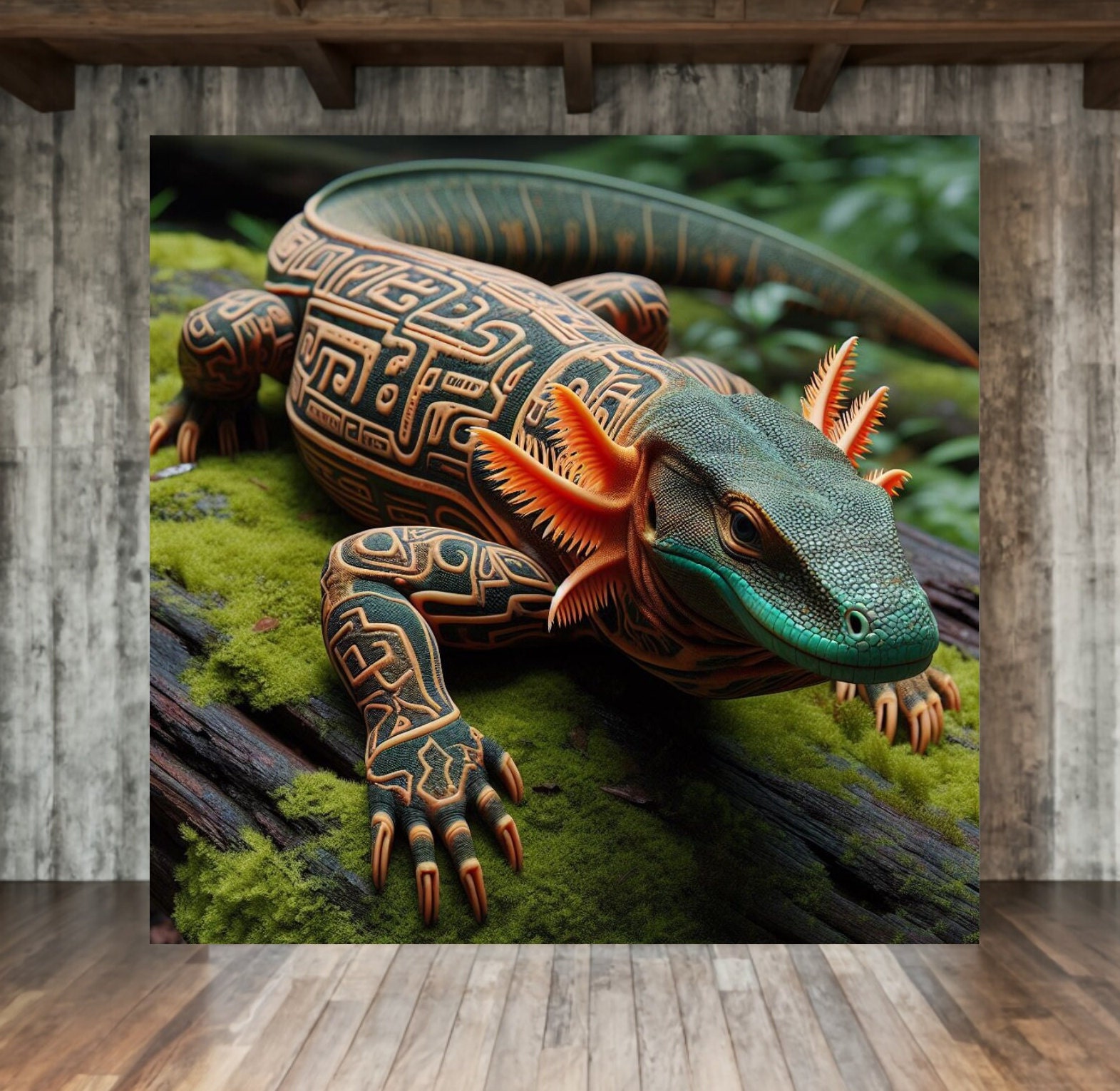 Dragon Axolotl Wall Art Abstract Amazing Hybrid Canvas Wall Decor ...