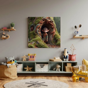 Elf Cute Cottagecore Muted Colors Canvas Wall Art Print Woodland Sprite ...