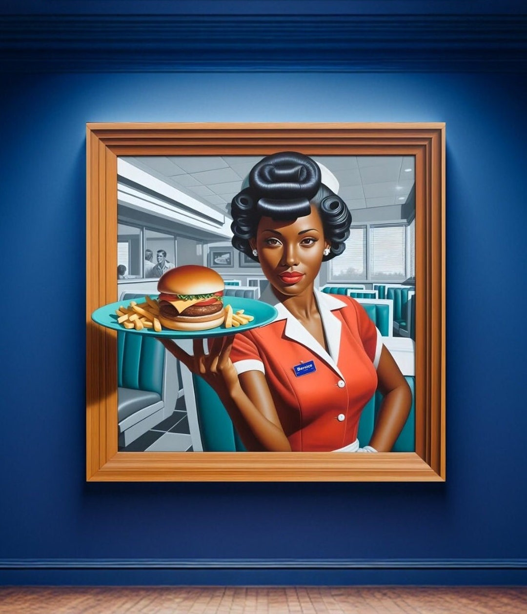 Retro Waitress Wall Art 3D Fun Optical Illusion Retro Black Woman ...