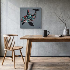 First Nations Orca Abstract Pacific Northwest Mid-century Oil Paint ...