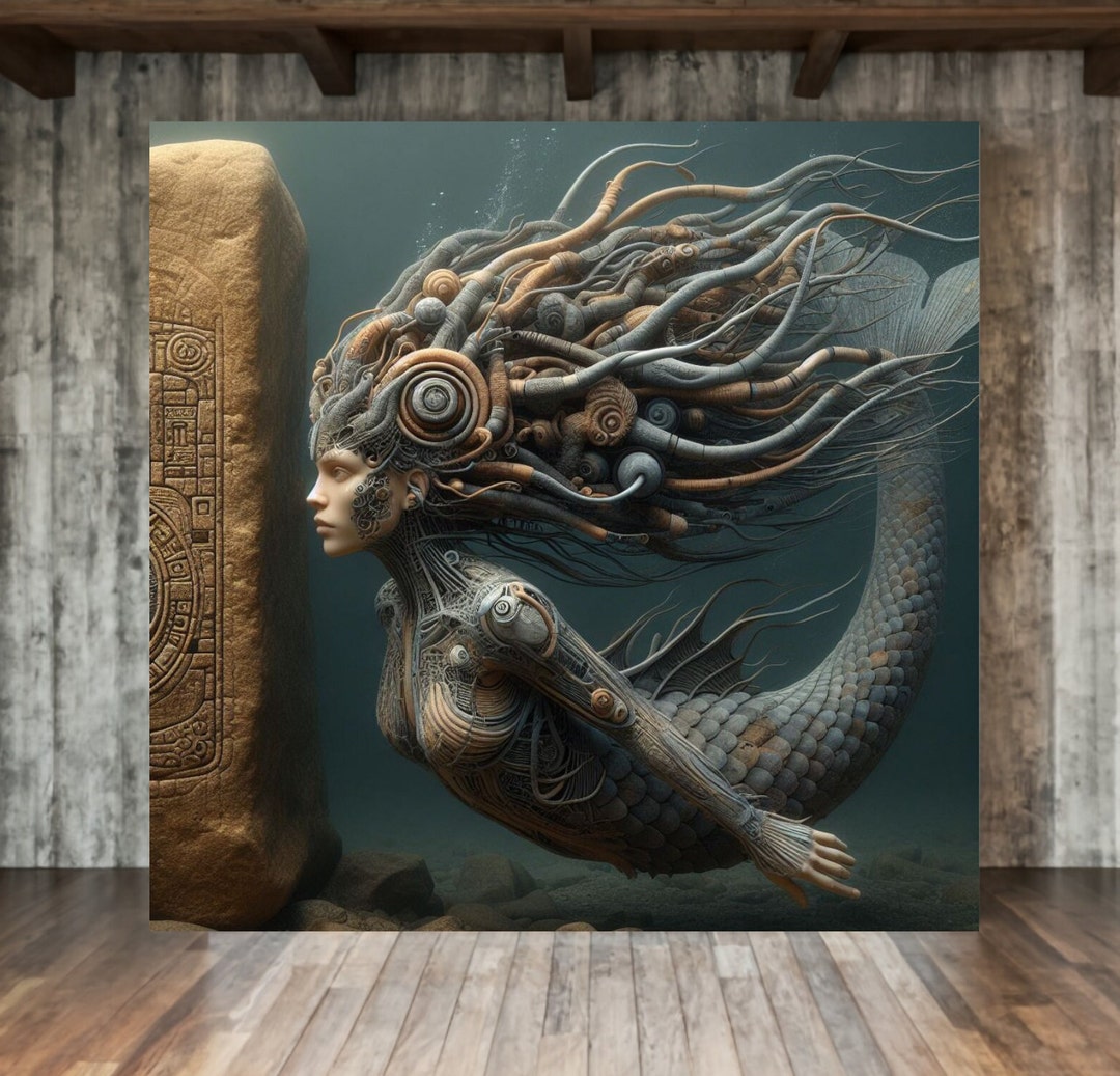 Goth Mermaid Wall Art Dark Academia Canvas Print Gothic Wall Decor Gift ...
