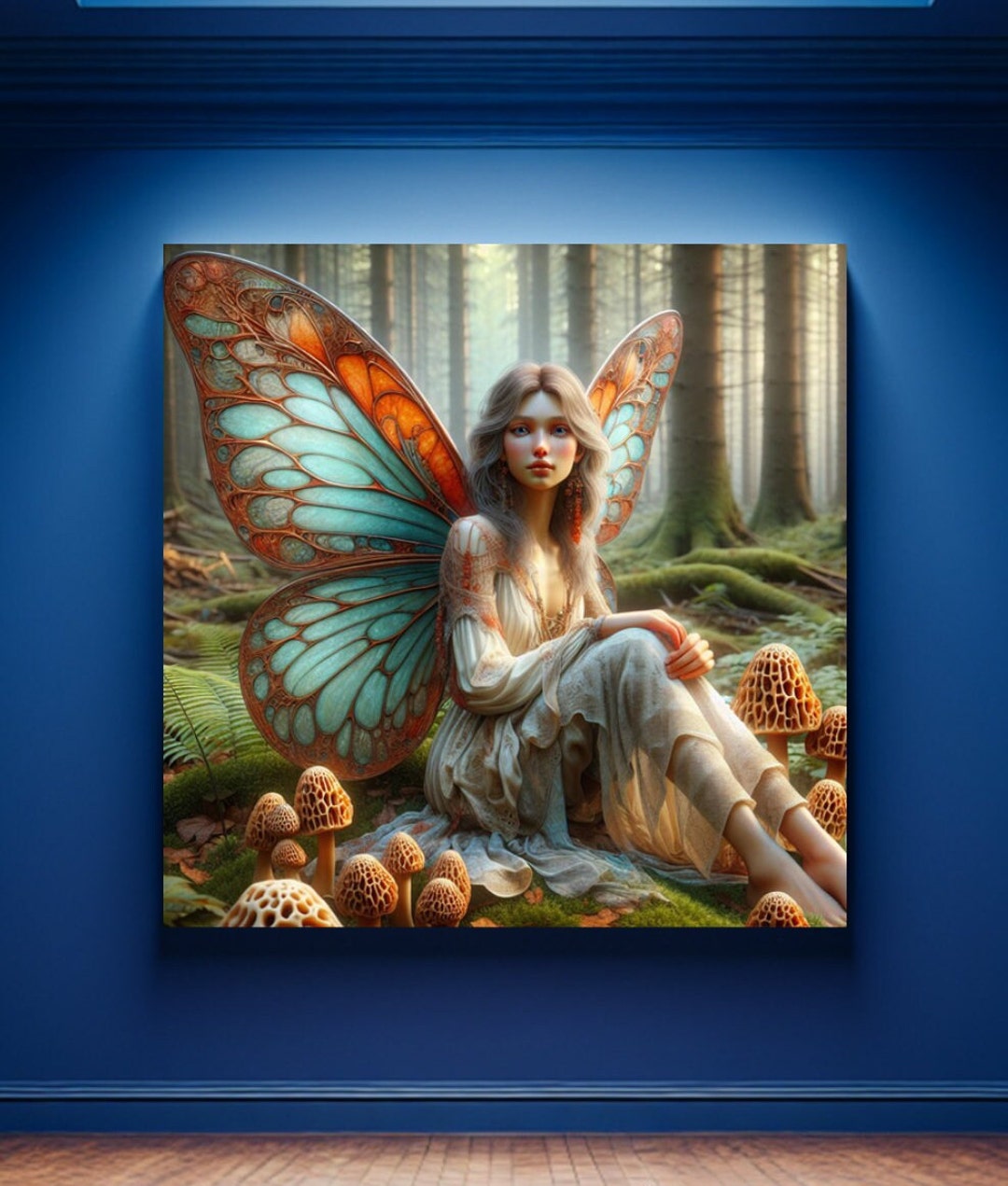 Fairy Morel Mushroom Wall Art Fantasy Art Nouveau Fairy Canvas Print ...