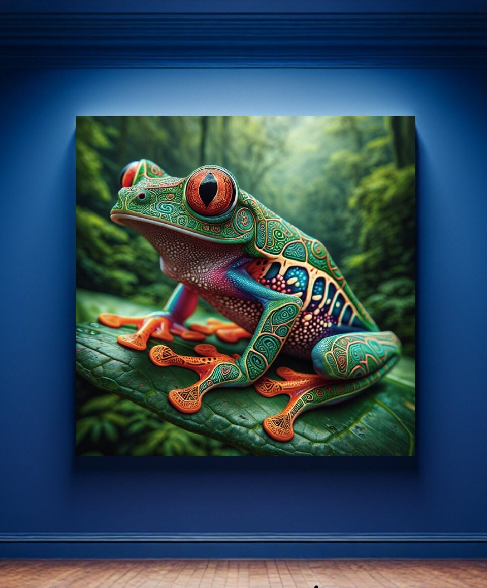 Rain Forest Tree Frog Art Tree Frog Lover Gift Abstract Polymer Clay ...