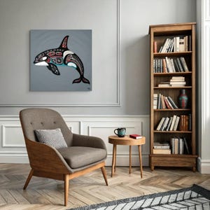 First Nations Orca Abstract Pacific Northwest Mid-century Oil Paint ...