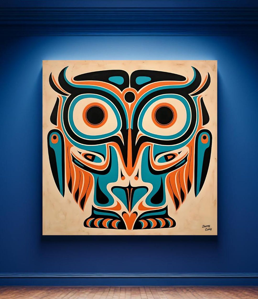 First Nations Owl Abstract Pacific Northwest Mid-century Oil Paint ...