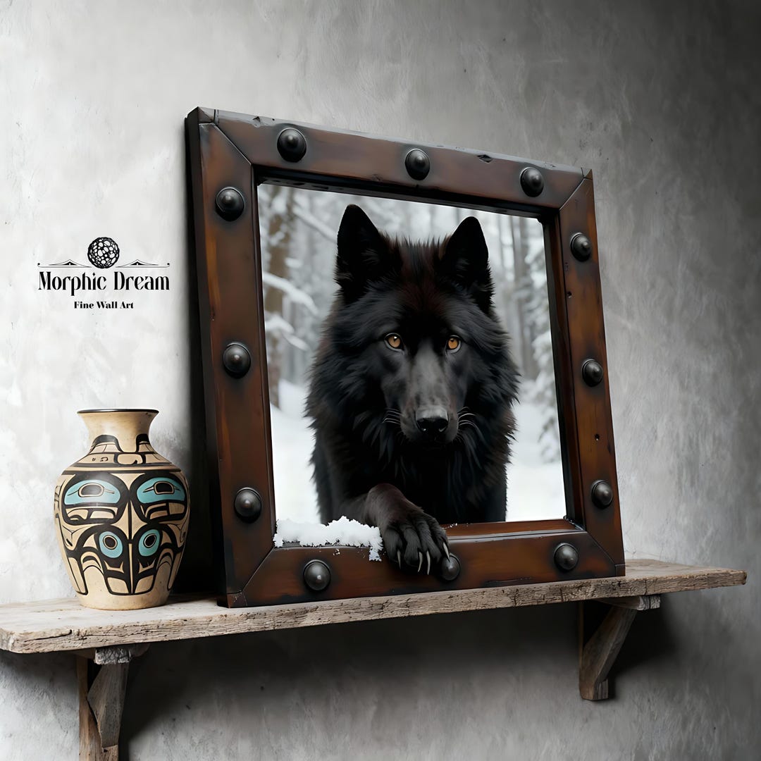 Black Wolf Wall Art 3D Unique Optical Illusion Timber Wolf Alaska ...