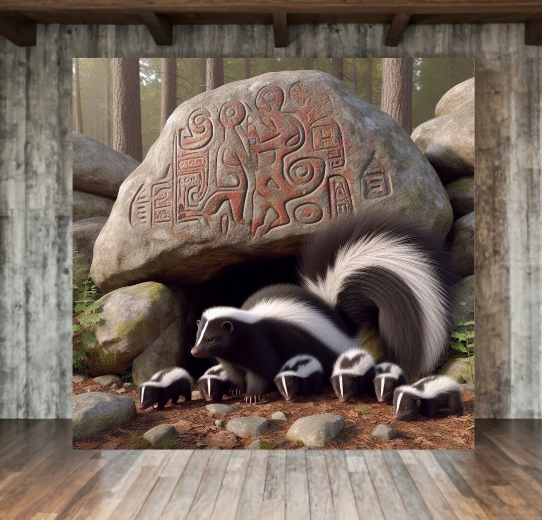 Wildlife Wall Art Skunk Cottagecore Muted Colors Mama Skunk Baby Skunks ...