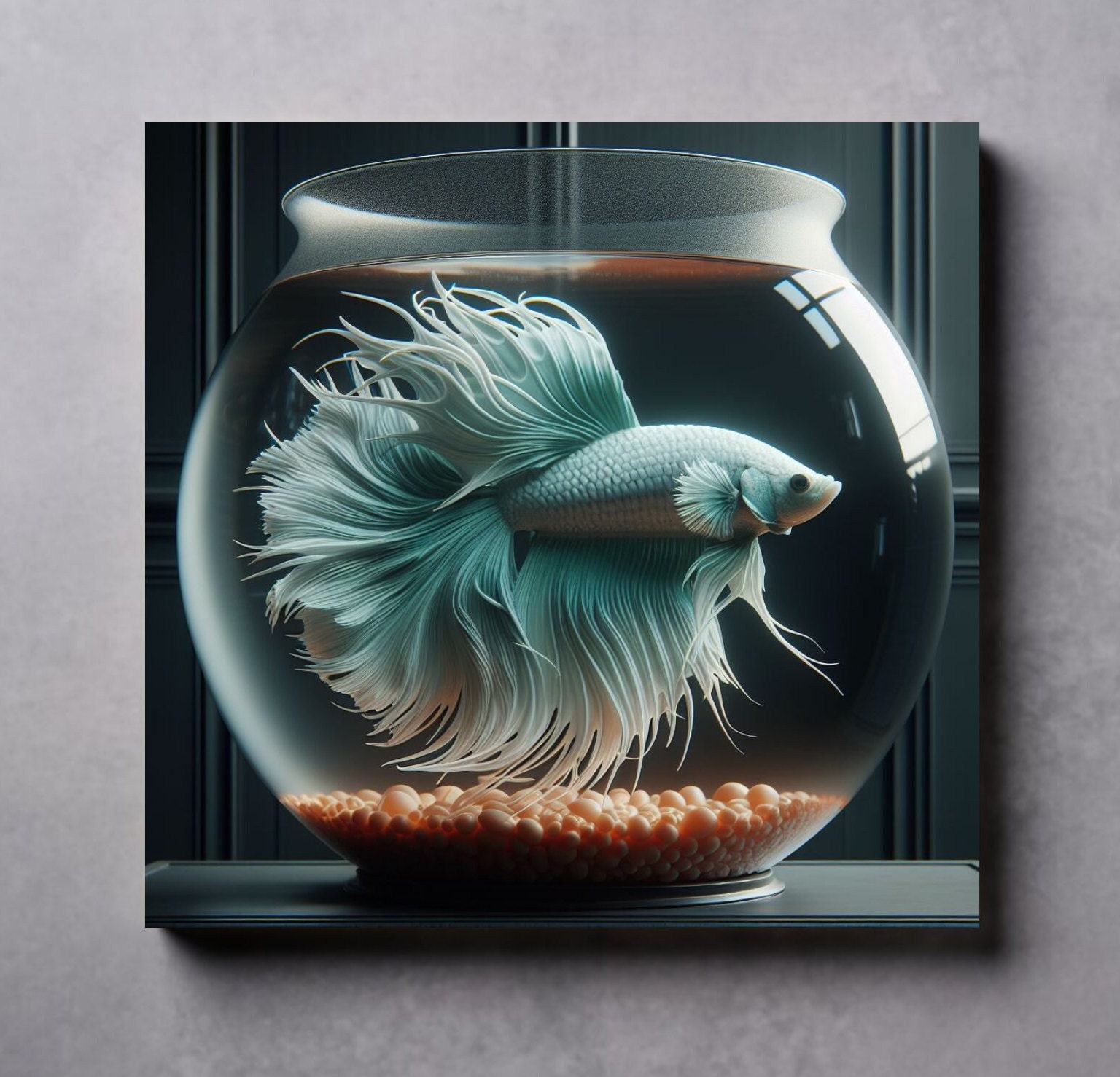 Betta Cottagecore Muted Colors Turquoise Wall Art Canvas Rainbow ...
