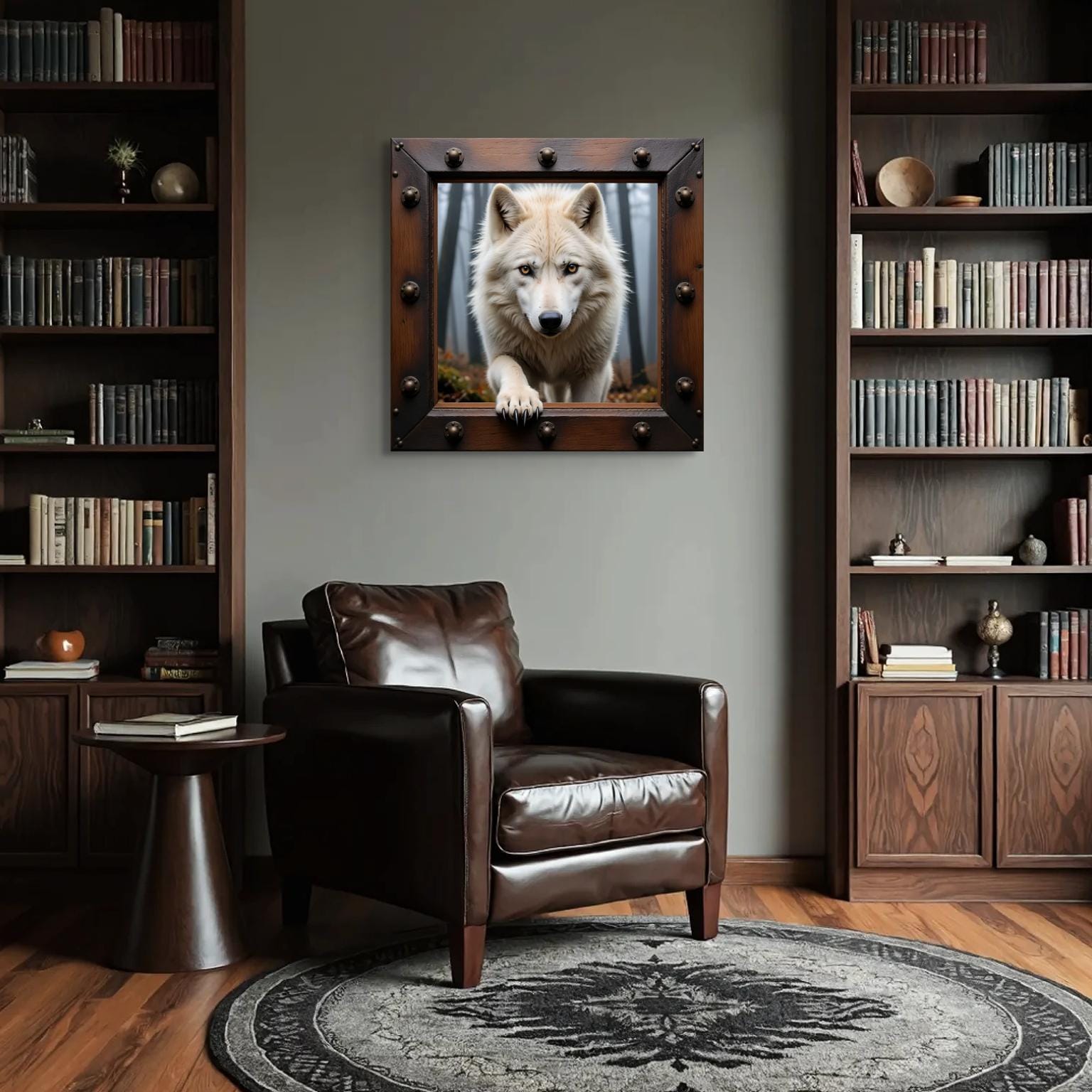 White Wolf Wall Art 3D Unique Optical Illusion White Alaska Wolf Rustic ...