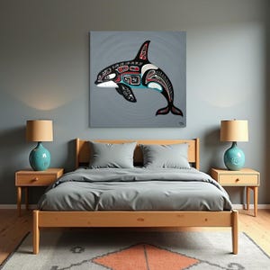 First Nations Orca Abstract Pacific Northwest Mid-century Oil Paint ...