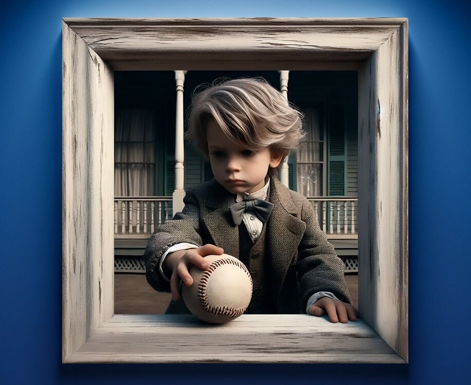 Victorian Baseball Boy Wall Art 3D Unique Optical Illusion "reluctant ...