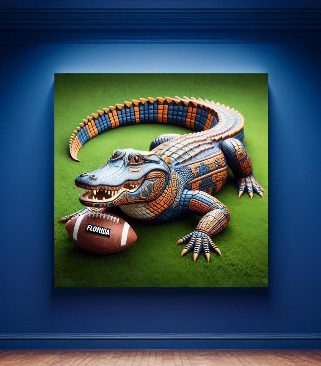 Gator Wall Art Abstract Orange & Blue Gators Lover Gift Fun Florida ...