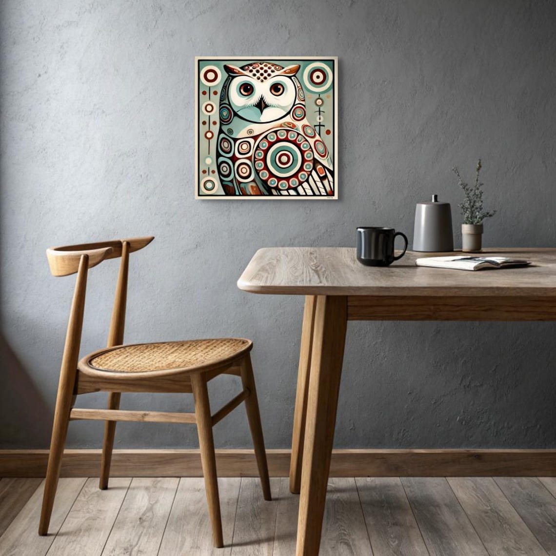 Owl Abstract Pacific Northwest Snowy Owl Mid-century Oil Paint Wood ...