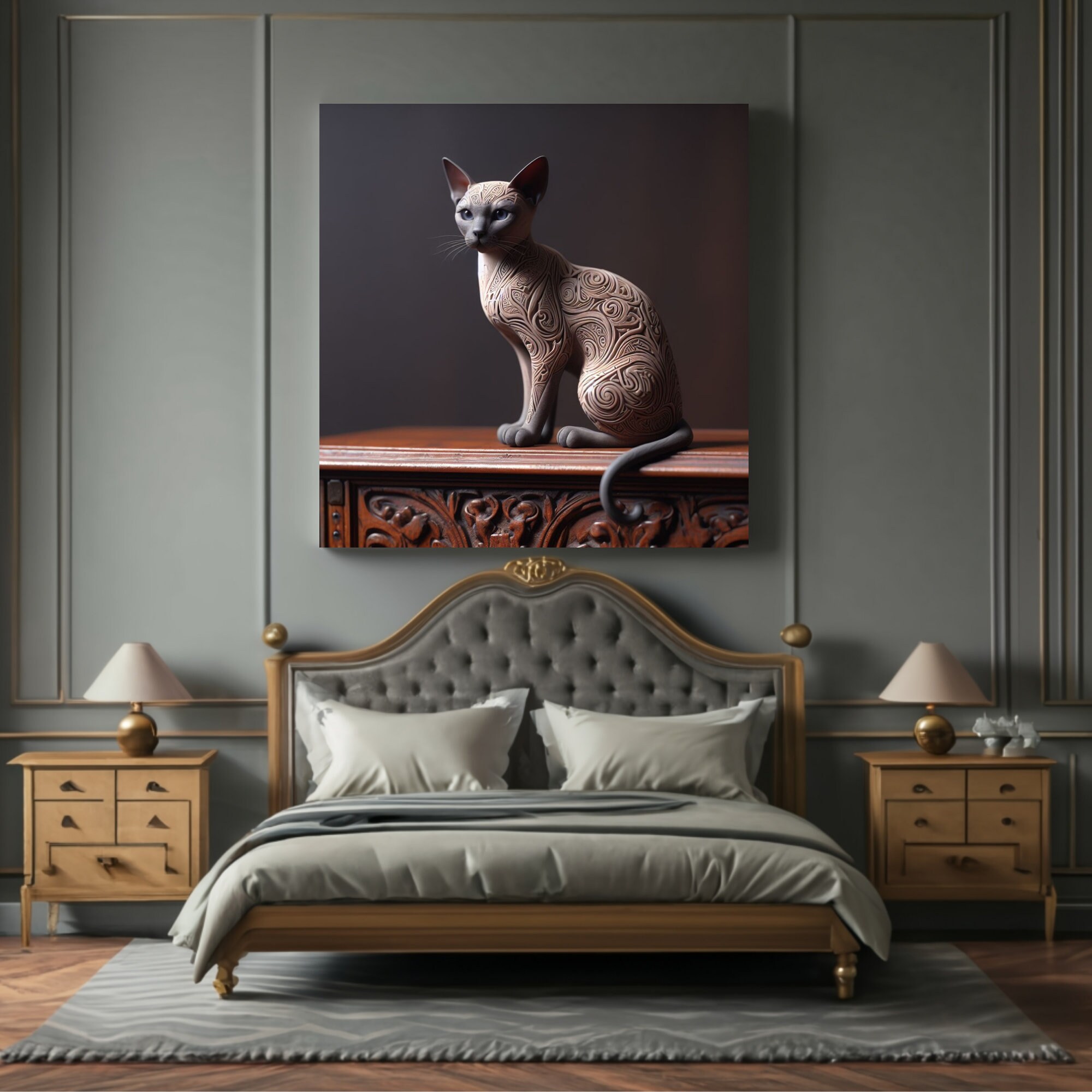 Siamese Cat Wall Art Abstract Siamese Cat Lover Gift Canvas Cat Print ...