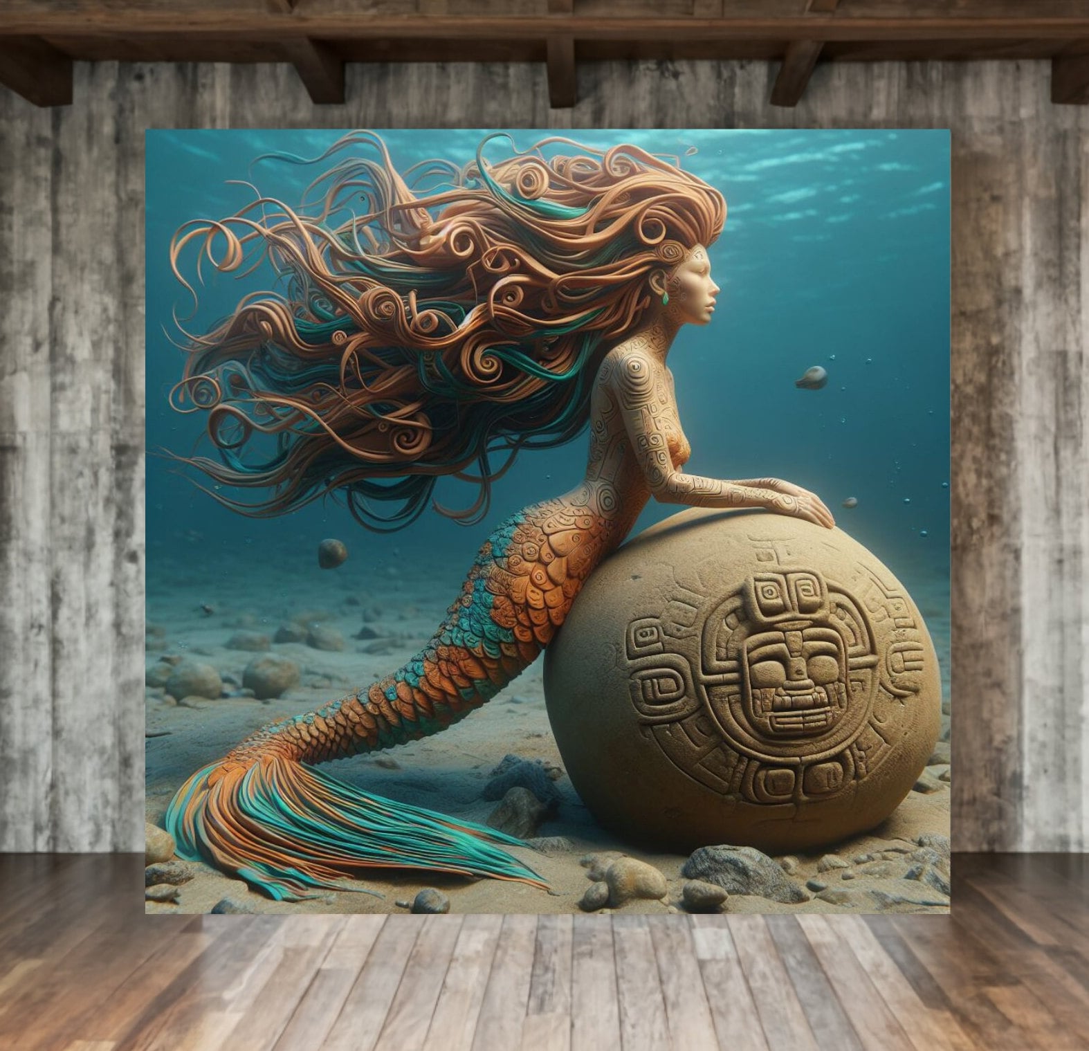 Mermaid Wall Art Fantasy Mermaid Cottagecore Canvas Nautical Ocean ...