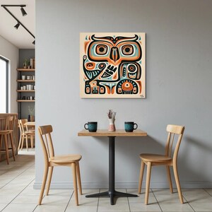 First Nations Owl Abstract Pacific Northwest Pop Art Mid-century Oil ...
