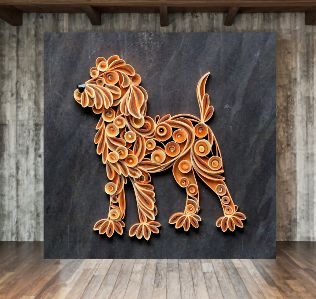 Goldendoodle Wall Art Apricot Doodle Abstract Paper Quilled Art Effect ...