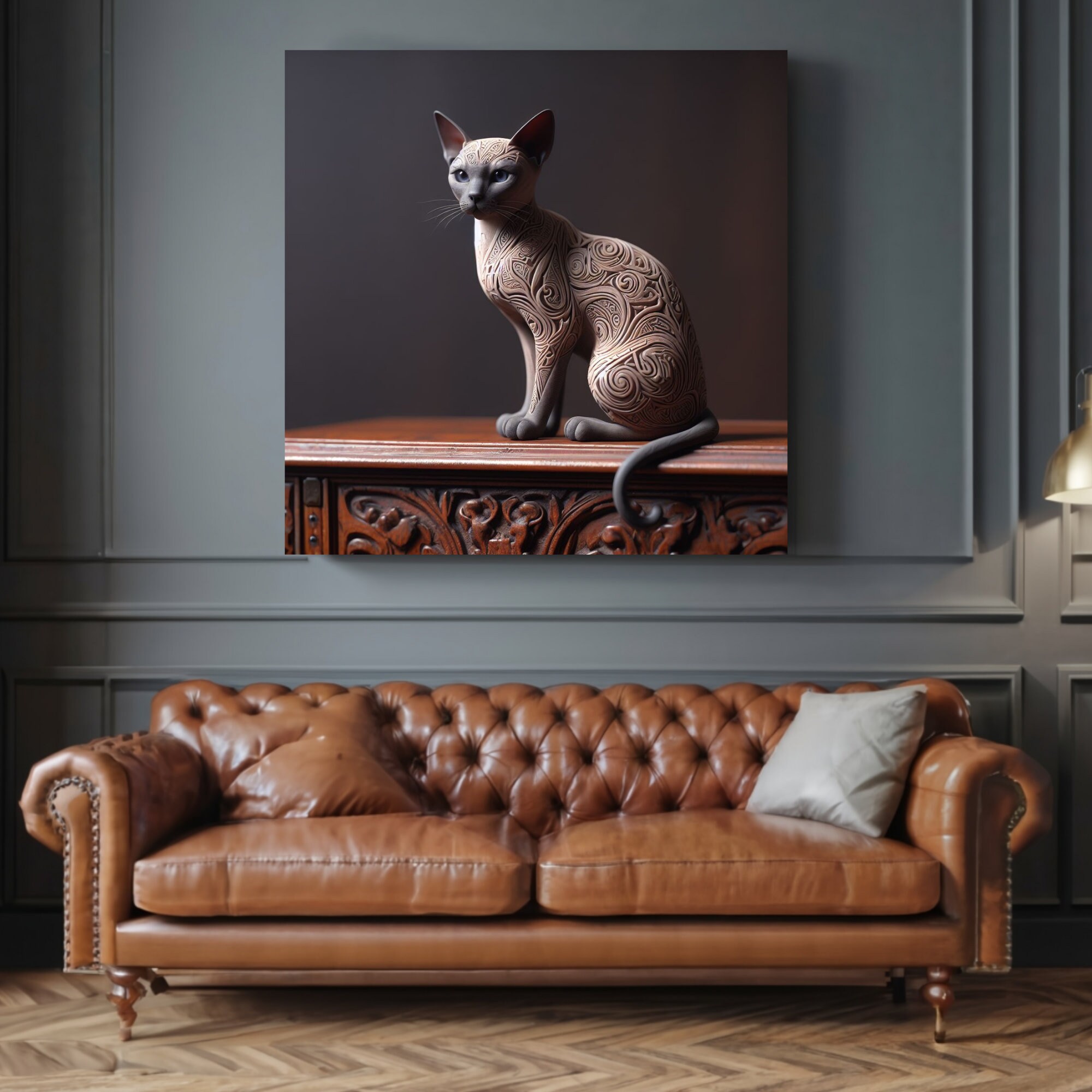 Siamese Cat Wall Art Abstract Siamese Cat Lover Gift Canvas Cat Print ...