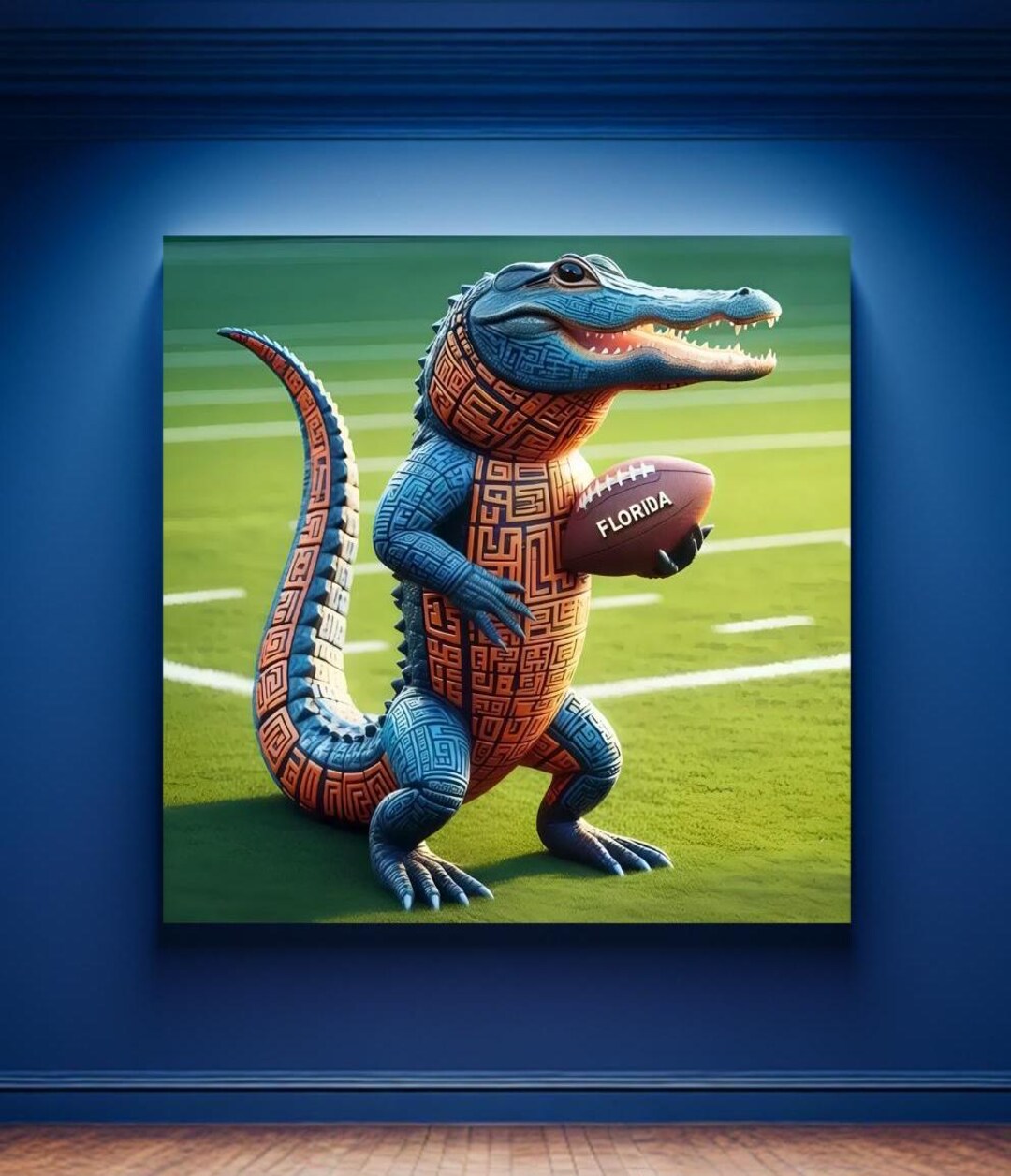 Gator Football Wall Art Fun Abstract Alligator Football Fans Gift ...