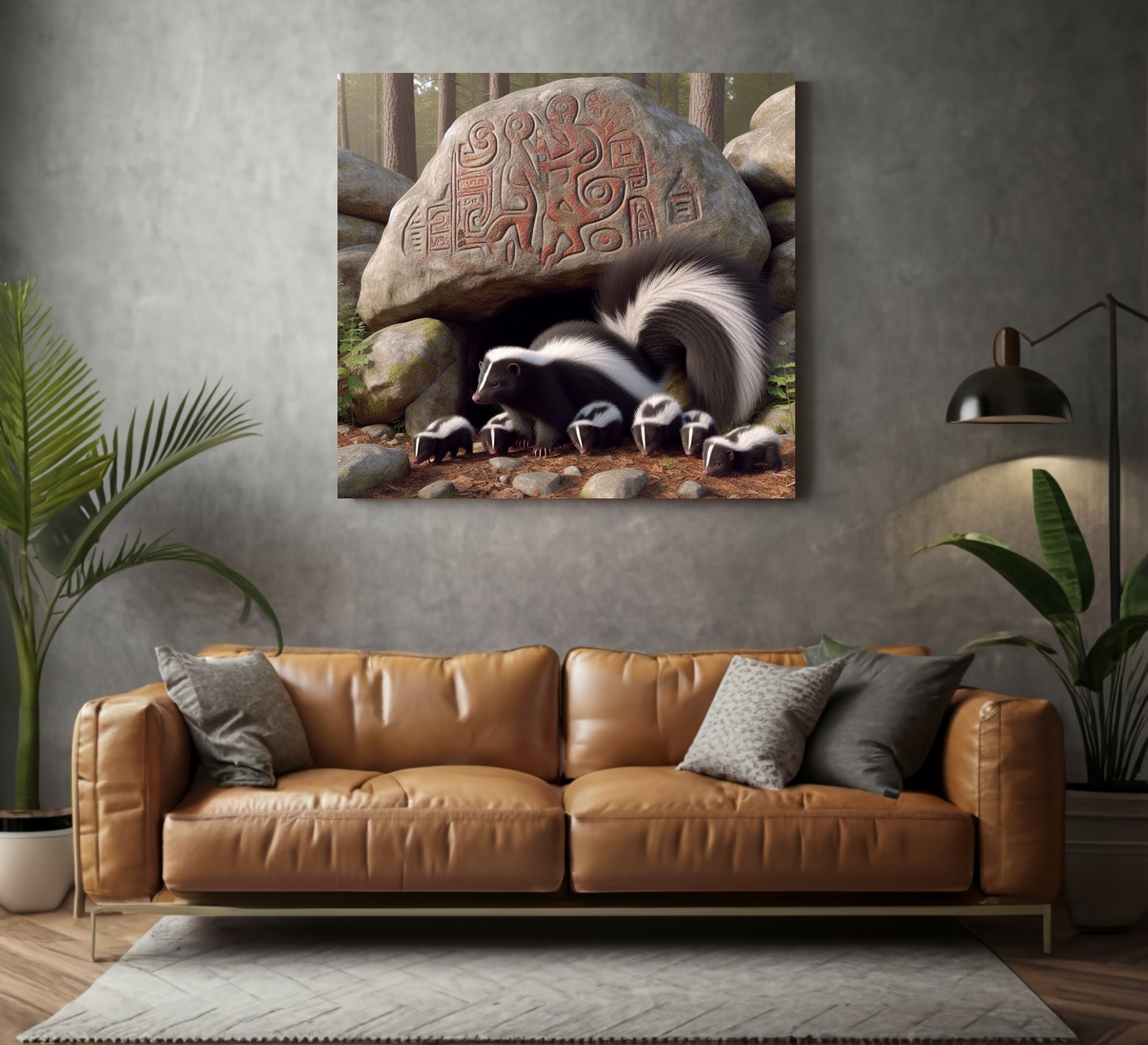 Wildlife Wall Art Skunk Cottagecore Muted Colors Mama Skunk Baby Skunks ...