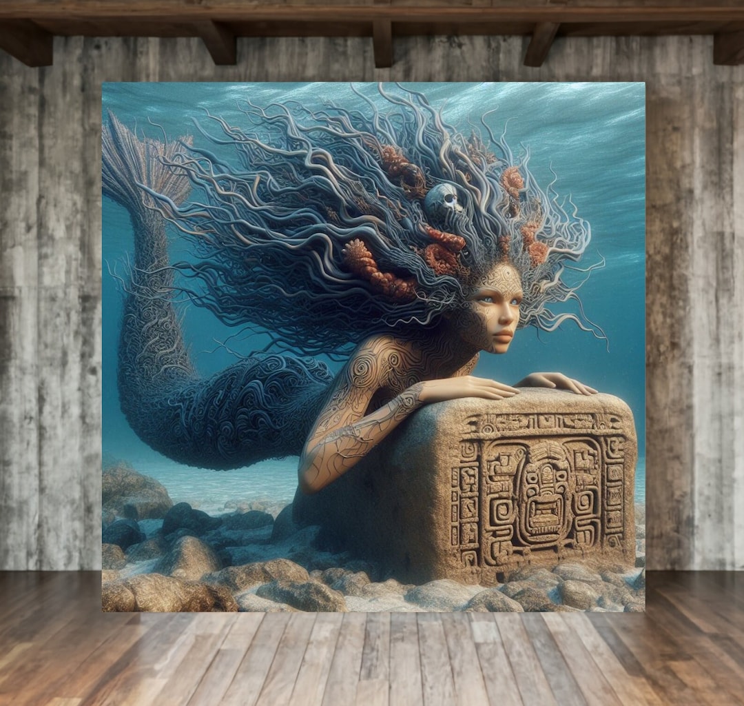 Goth Mermaid Wall Art Dark Academia Canvas Print Gothic Wall Decor Gift ...