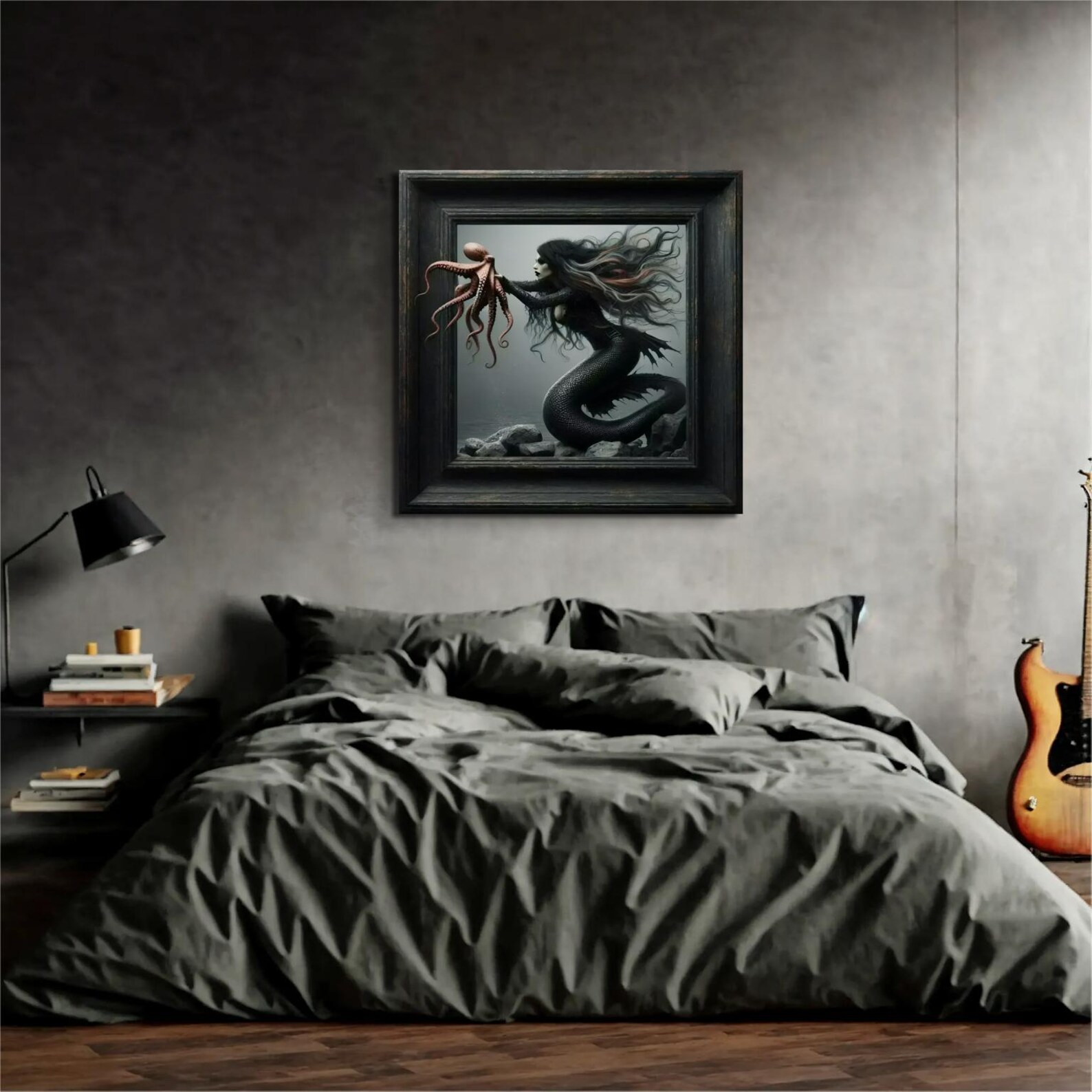 Goth Mermaid Octopus Wall Art Fun 3D Unique Optical Illusion Dark ...