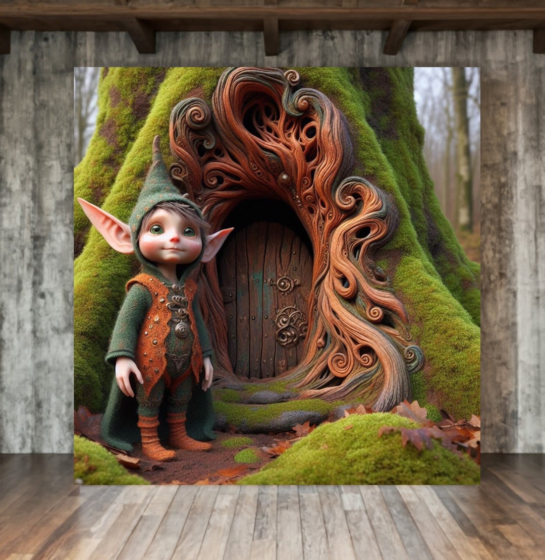 Elf Wall Art Cute Cottagecore Muted Colors Canvas Wall Art Print ...