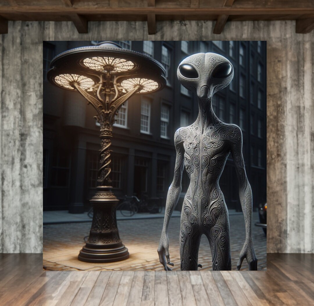 Alien Wall Art City Urban Street Scene Print Canvas Wall Art Alien ...