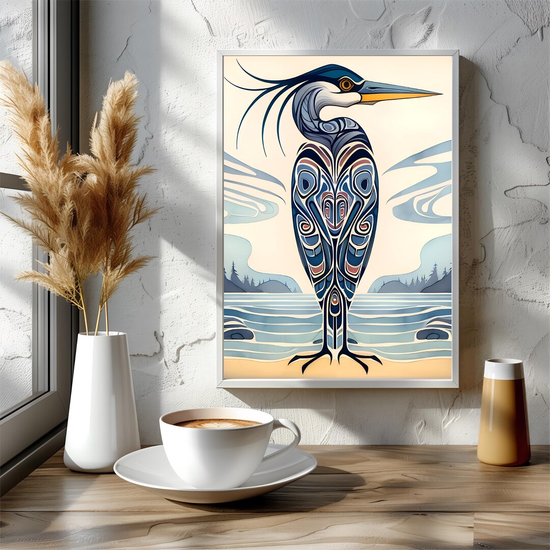 Great Blue Heron Wall Art Print First Nations Haida Abstract Pacific ...