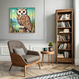 First Nations Owl Wall Art Abstract Pacific Northwest Snowy Owl Mid ...