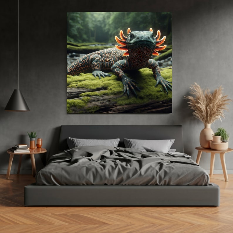 Dragon Axolotl Wall Art Abstract Amazing Hybrid Canvas Wall Decor ...