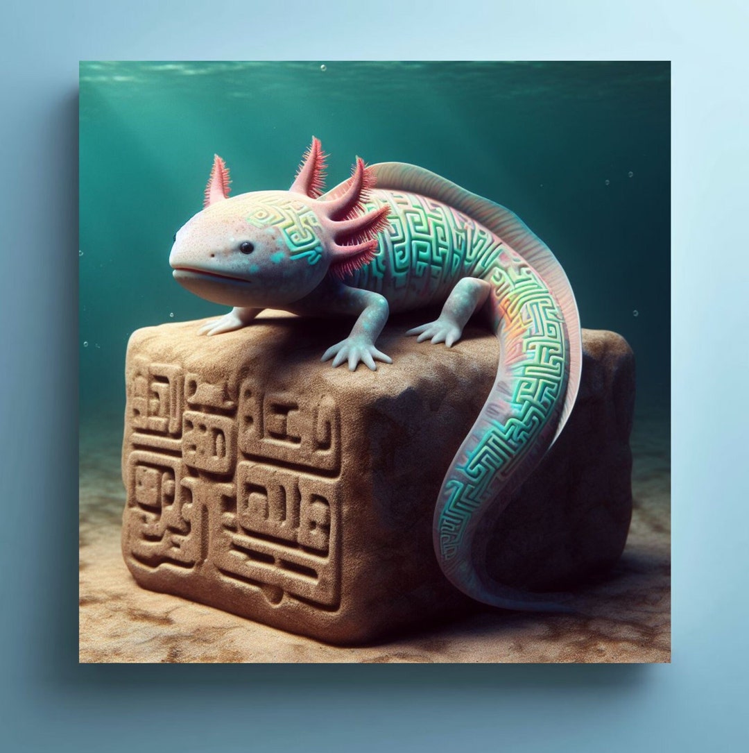 Axolotl Fine Art Stretched Canvas Art Abstract Axolotl Wall Art Axolotl ...