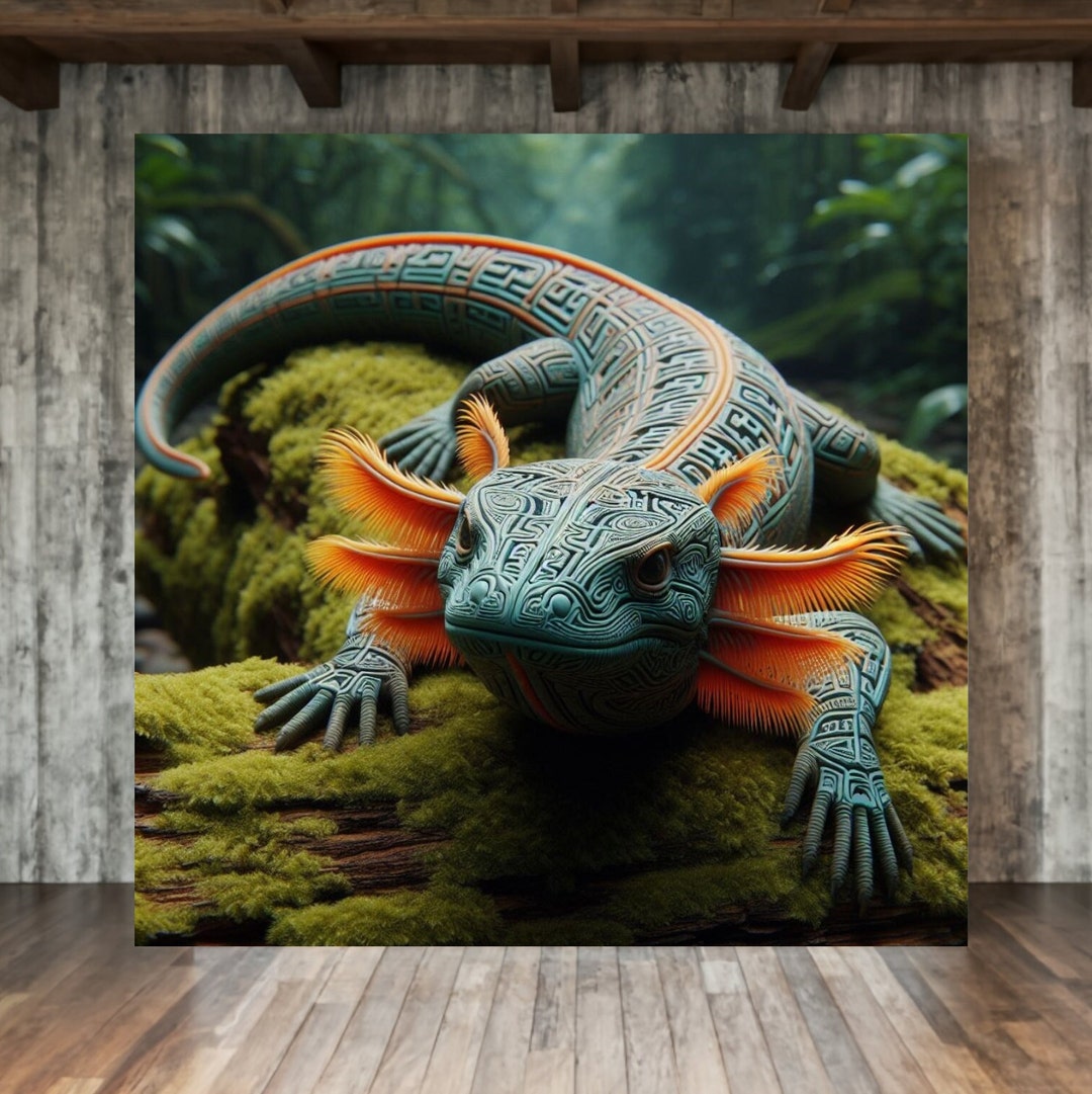 Dragon Axolotl Wall Art Abstract Amazing Hybrid Canvas Wall Decor ...
