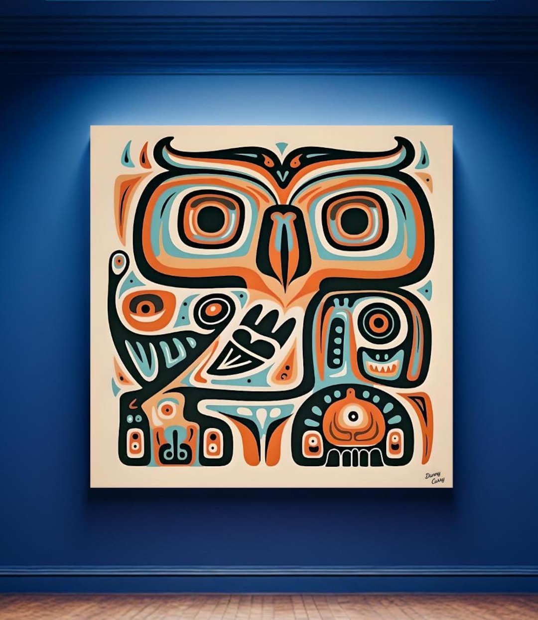 First Nations Owl Abstract Pacific Northwest Pop Art Mid-century Oil ...