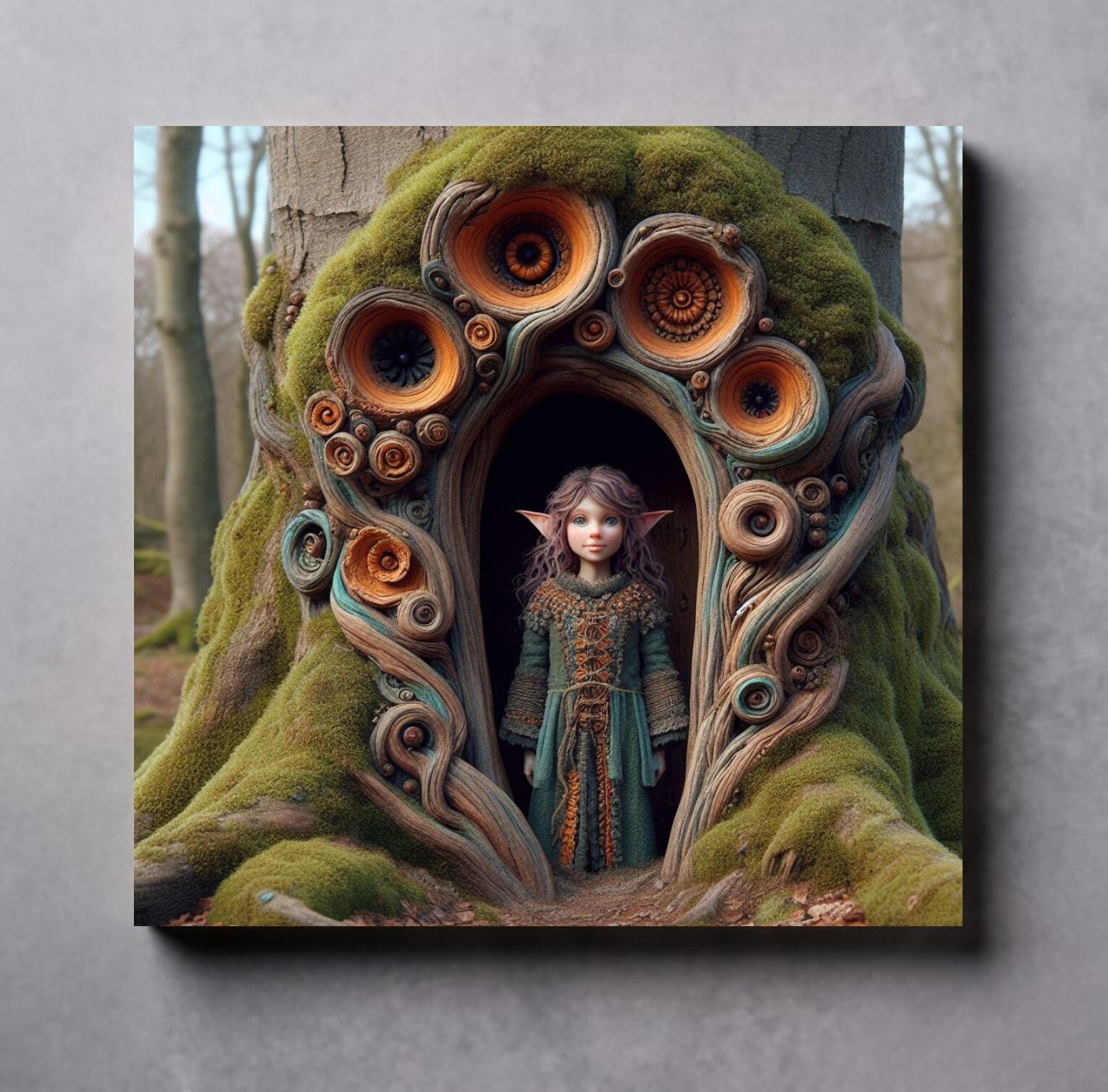 Elf Wall Art Cute Cottagecore Muted Colors Canvas Wall Art Print ...