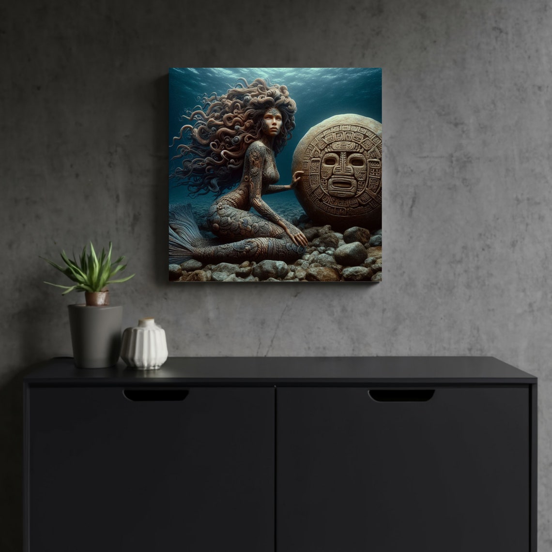Goth Mermaid Wall Art Dark Academia Canvas Print Gothic Wall Decor Gift ...