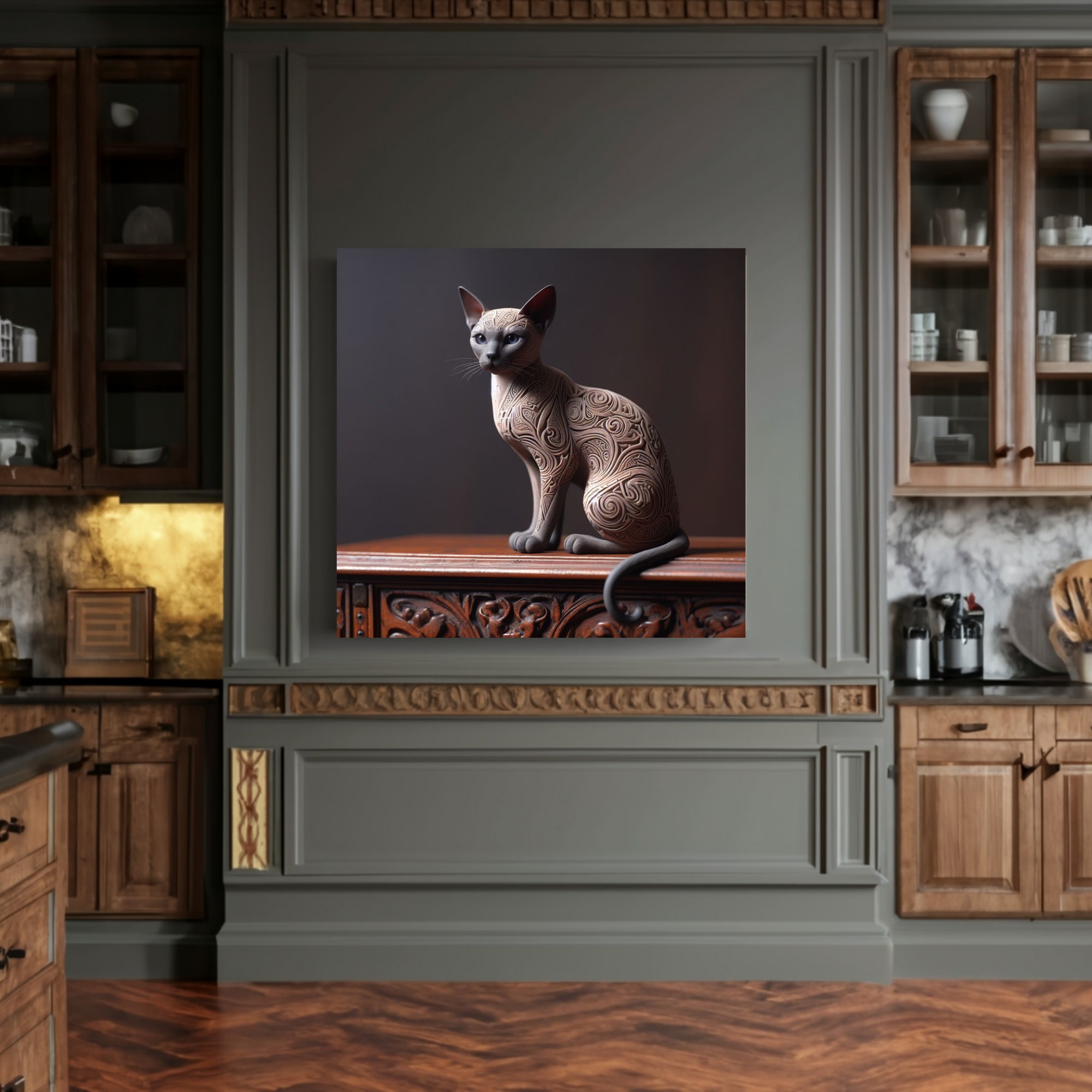 Siamese Cat Wall Art Abstract Siamese Cat Lover Gift Canvas Cat Print ...