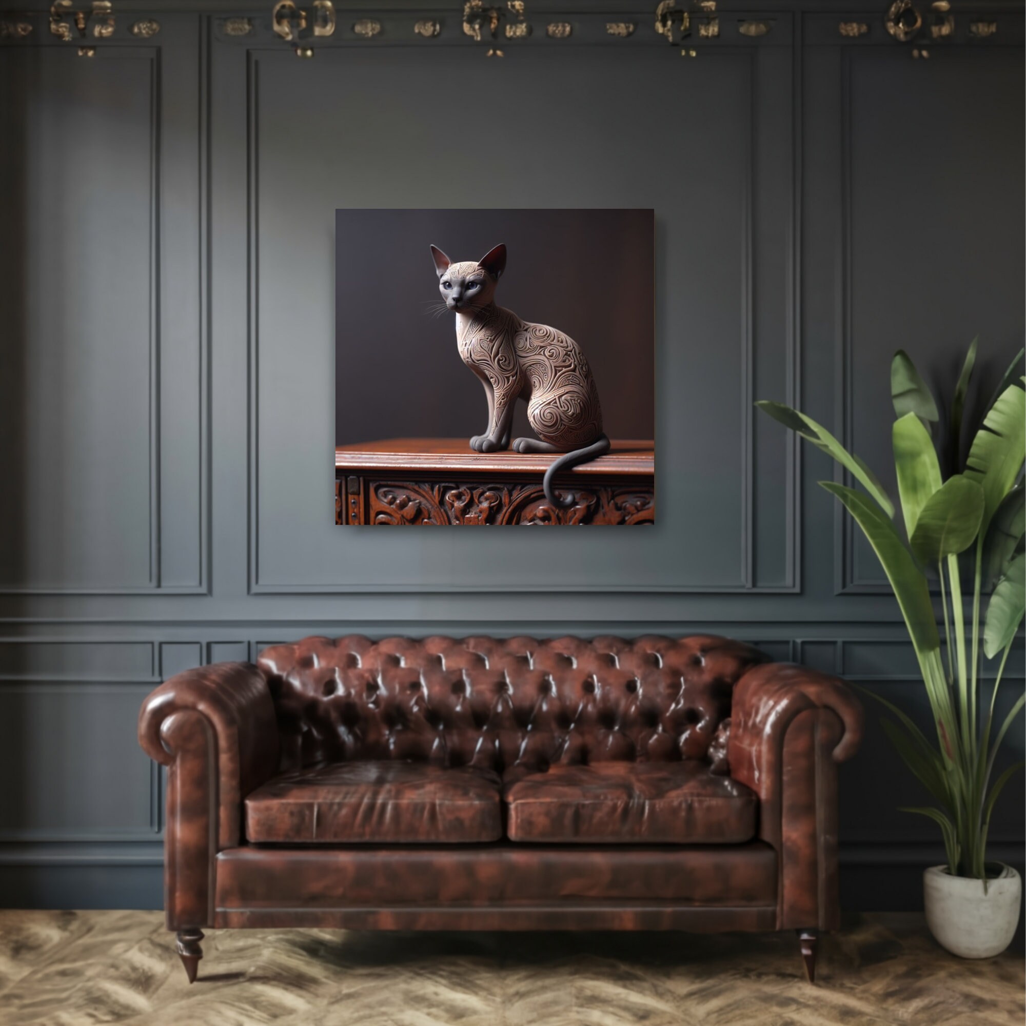 Siamese Cat Wall Art Abstract Siamese Cat Lover Gift Canvas Cat Print ...