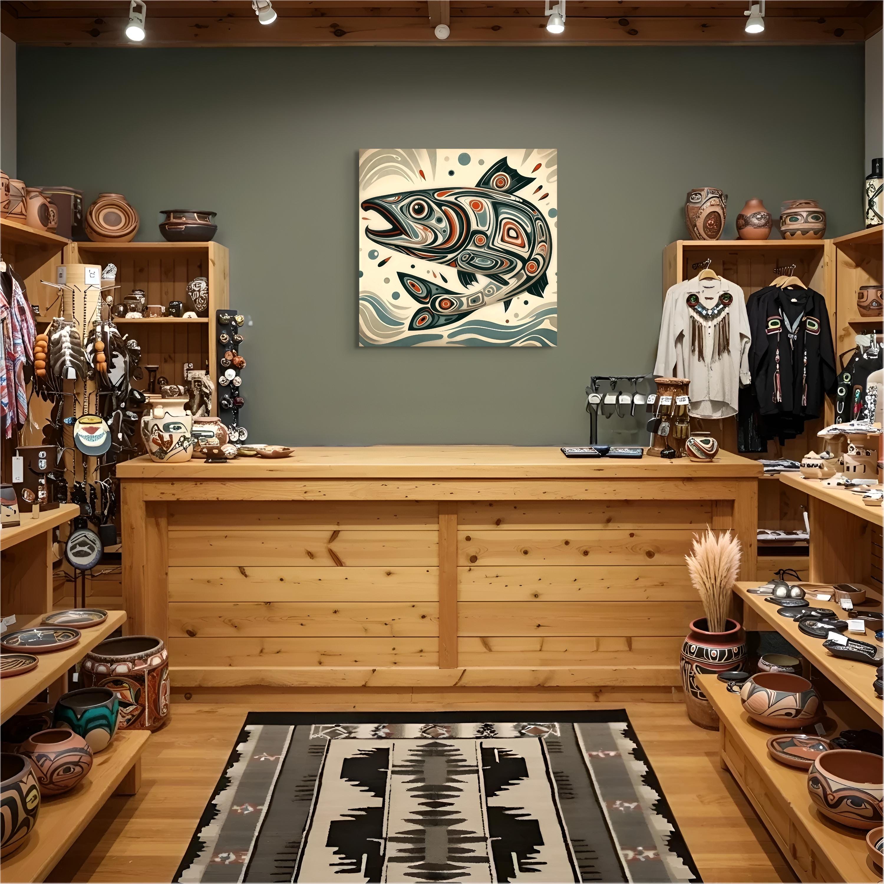 Salmon Wall Art Haida Salish Inspired Formline Watercolor Salmon ...
