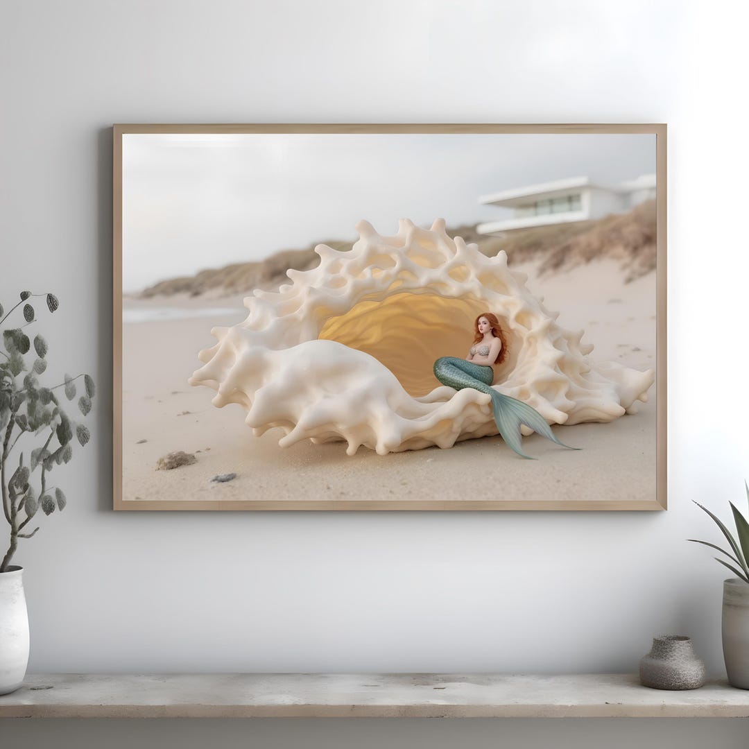 Mermaid Wall Art Print Minimalist Modern Aesthetic Miniature Art ...