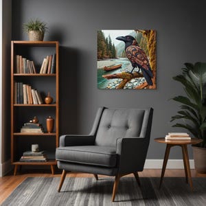 Haida First Nations Black Raven Wall Art Unique Abstract Raven Pacific ...