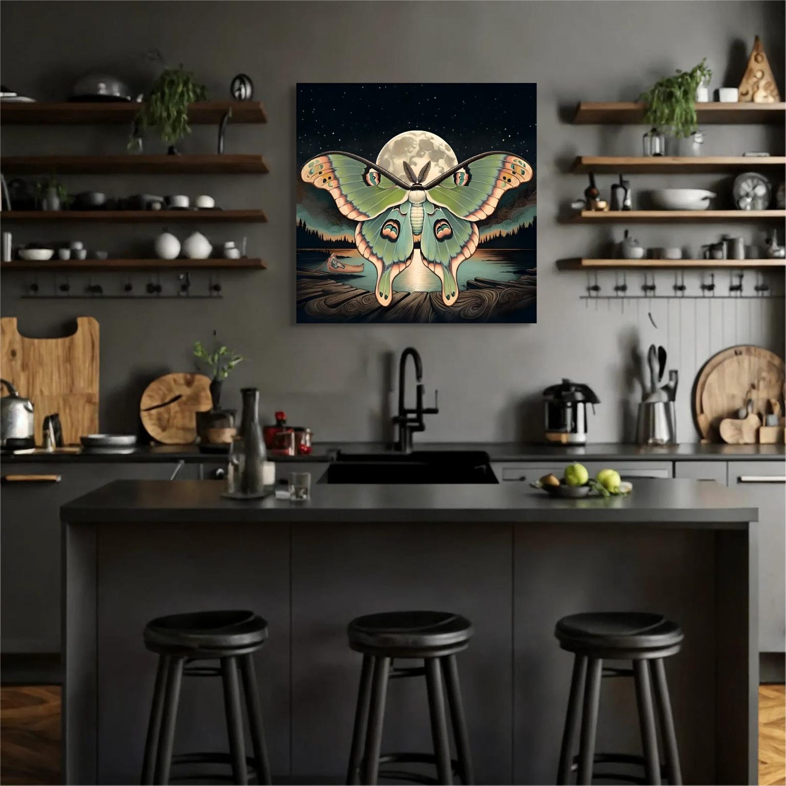 Luna Moth Pacific Northwest Watercolor Render PNW Moon Moth Haida Gwaii ...