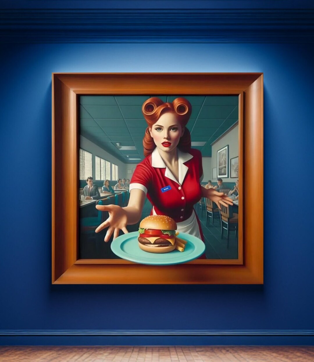 Retro Waitress Wall Art 3D Fun Optical Illusion Retro Redhead "rosie ...