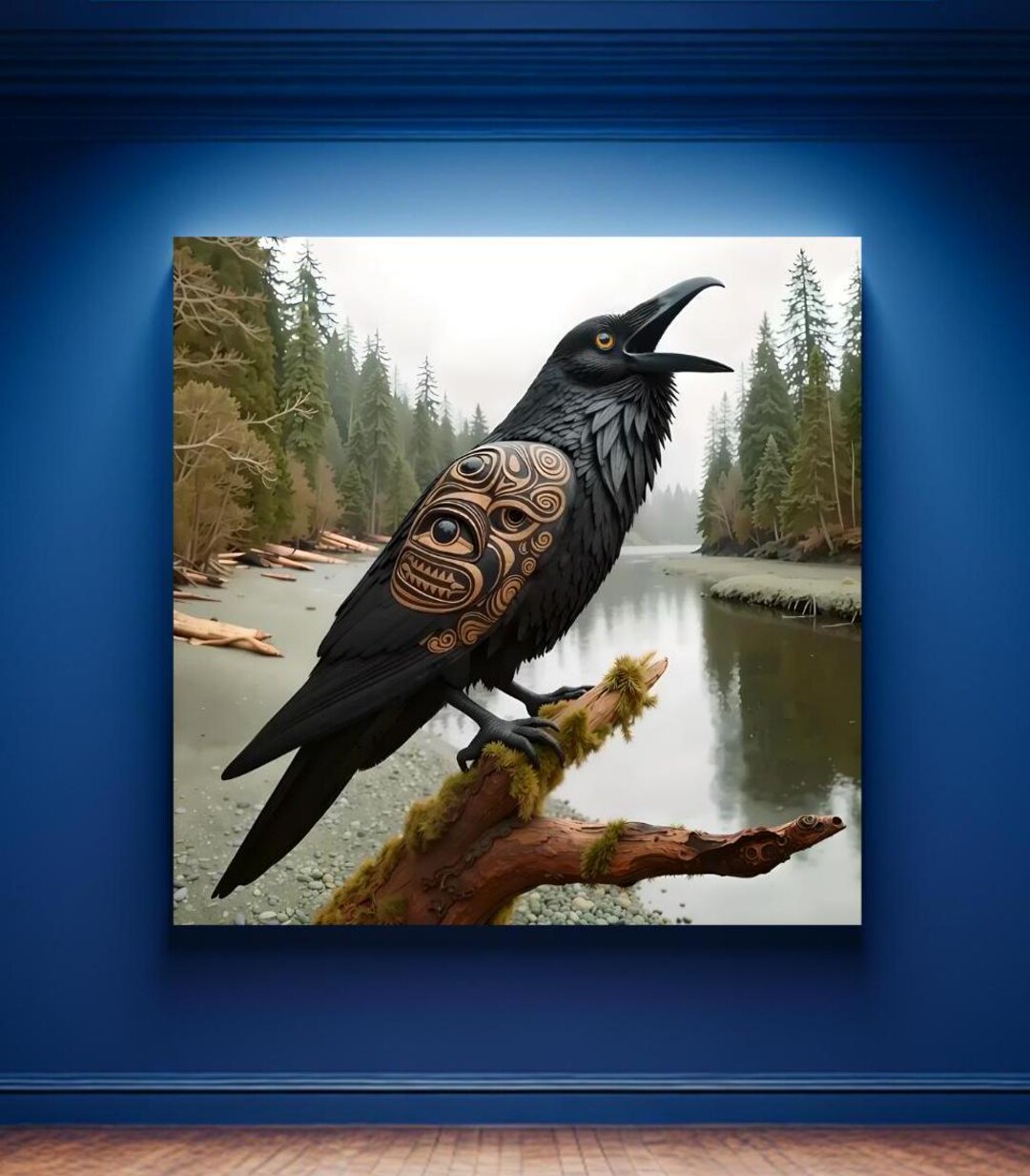 Haida First Nation Black Raven Wall Art Unique Abstract Raven Pacific ...