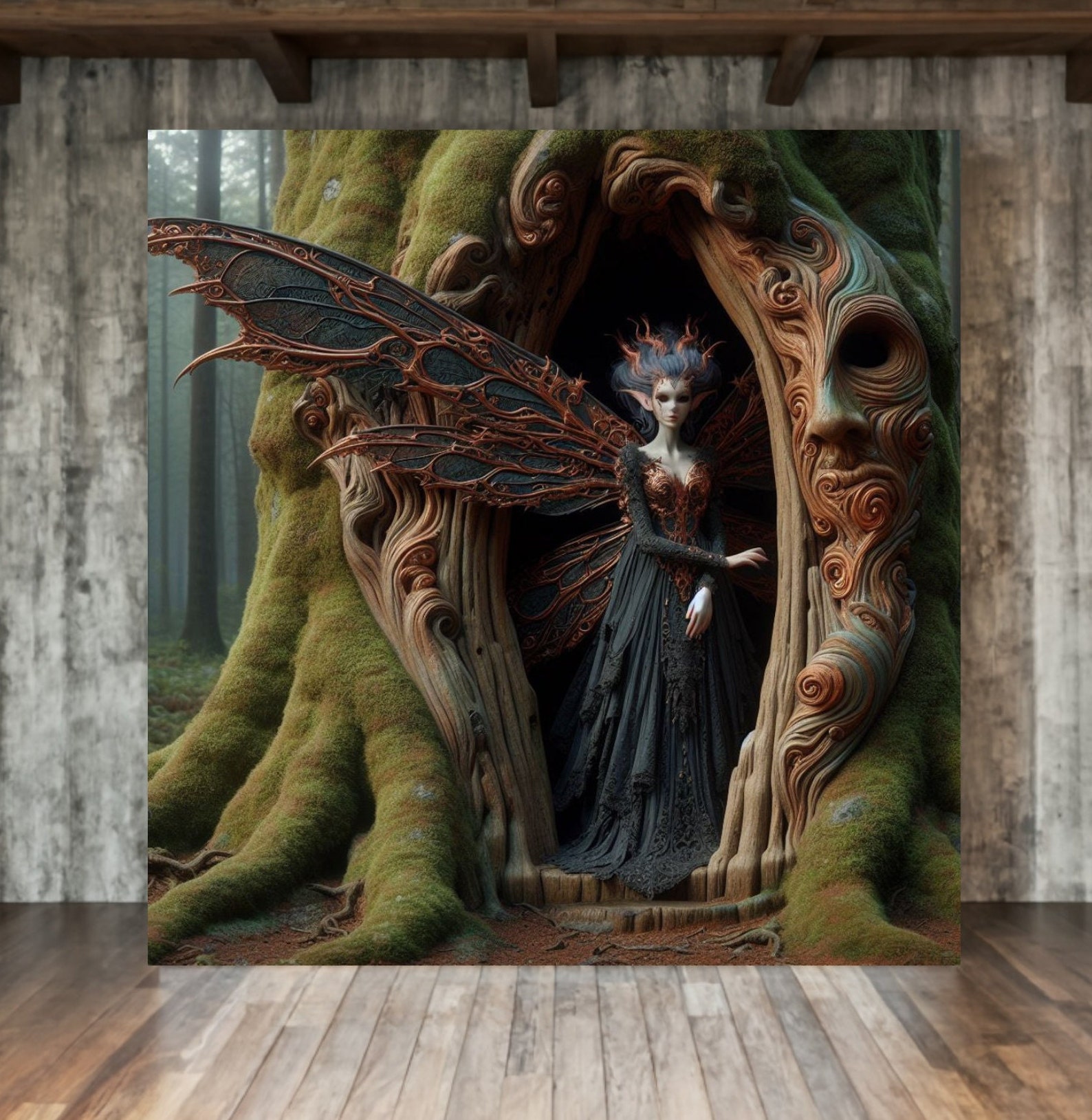 Goth Fairy Wall Art Dark Academia Fairy Canvas Print Gothic - Etsy