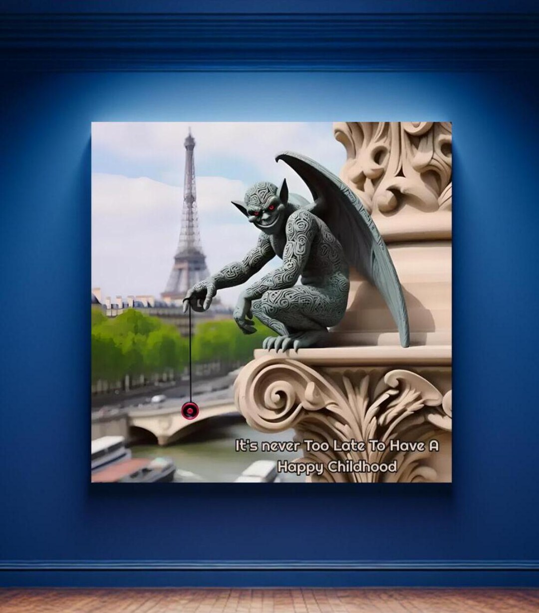 Gargoyle Yo Yo Wall Art Fun Abstract Gargoyle Has A Happy Childhood in ...