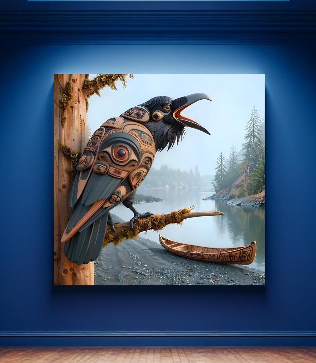 Haida First Nations Black Raven Wall Art Unique Abstract Raven Pacific ...