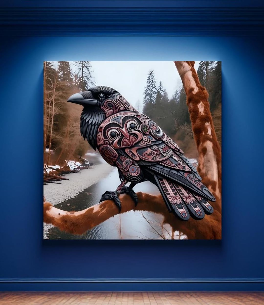 Haida First Nations Black Raven Wall Art Unique Abstract Raven Pacific ...